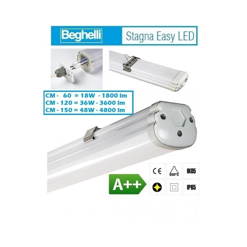beghelli plafoniera stagna led es 1200 36w 4000k 3600lumen beghelli...
